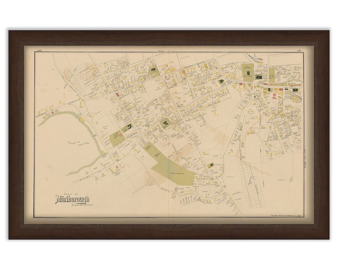 MARLBOROUGH, Massachusetts 1889 Map - Replica or Genuine ORIGINAL - Etsy