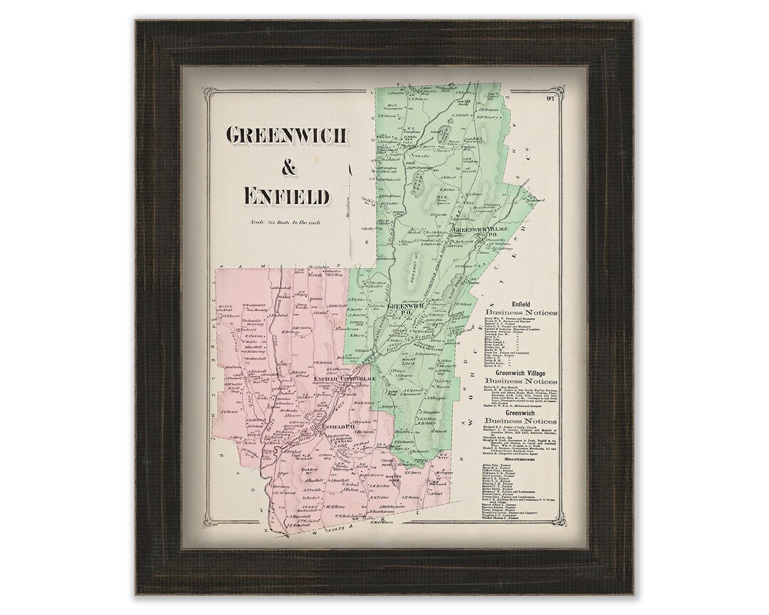 Towns of GREENWICH and ENFIELD, Massachusetts 1873 Map - Etsy