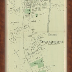 Village of GREAT BARRINGTON, Massachusetts 1871 Map - Replica or ...