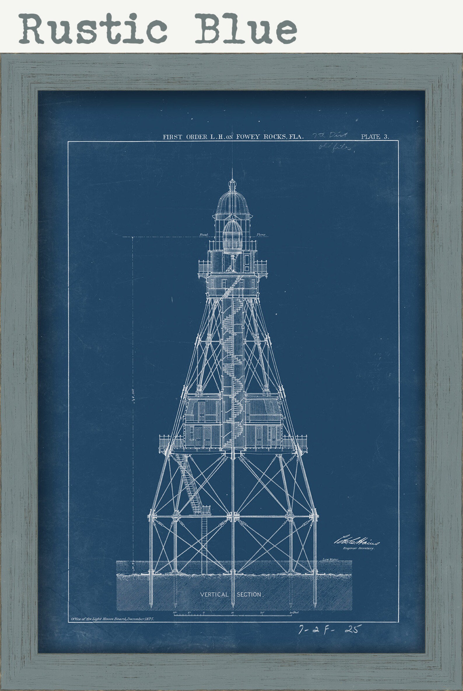 FOWEY ROCK LIGHTHOUSE, Miami, Florida - Blueprint Drawing and Plan of ...