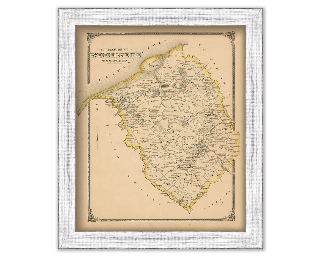 WOOLWICH, New Jersey - 1879 Map - Etsy