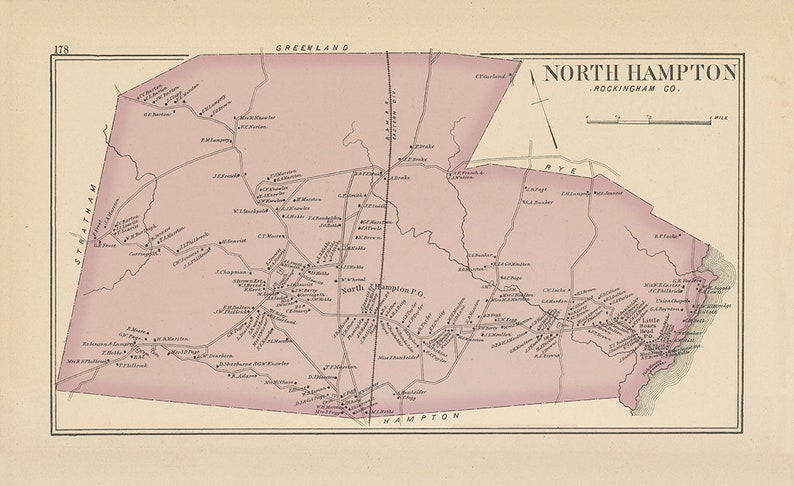 NORTH HAMPTON New Hampshire 1892 Map | Etsy