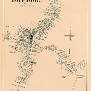 Village of HOLBROOK, Massachusetts 1876 Map - Replica or GENUINE ...