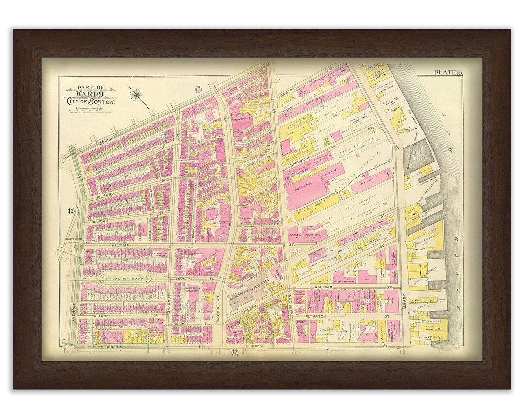 Map of BOSTON, Massachusetts 1895, Ward 9, the South End - Etsy