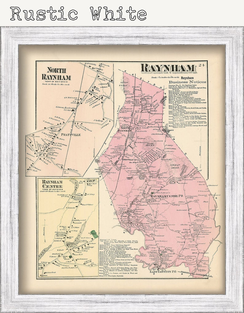 RAYNHAM Massachusetts 1871 Map Replica or Genuine ORIGINAL - Etsy