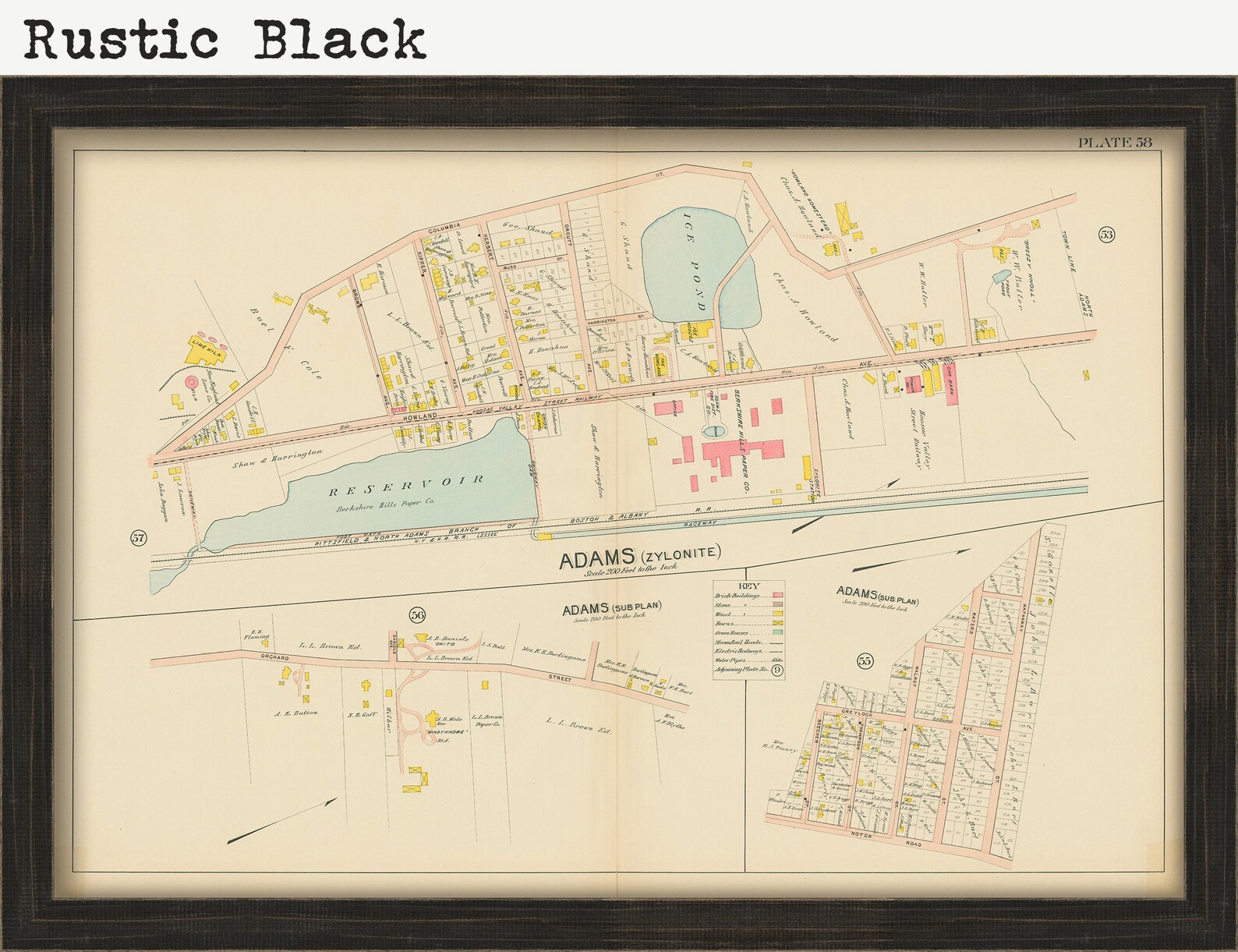 Village of ADAMS, Massachusetts 1904 Map - Replica or Genuine Original ...