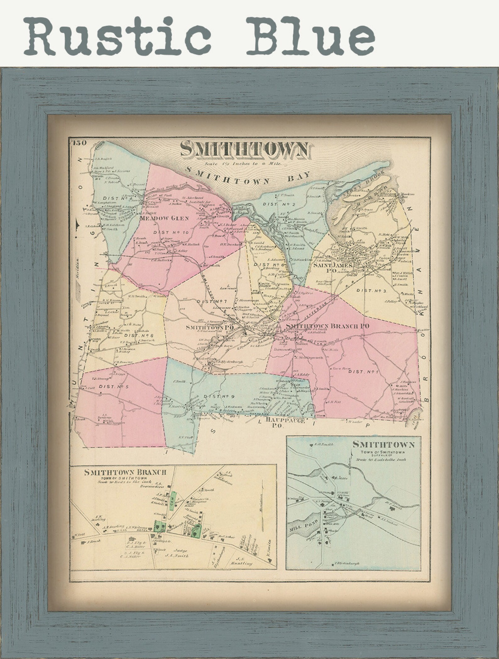 Smithtown New York 1873 Map Replica and GENUINE ORIGINAL | Etsy
