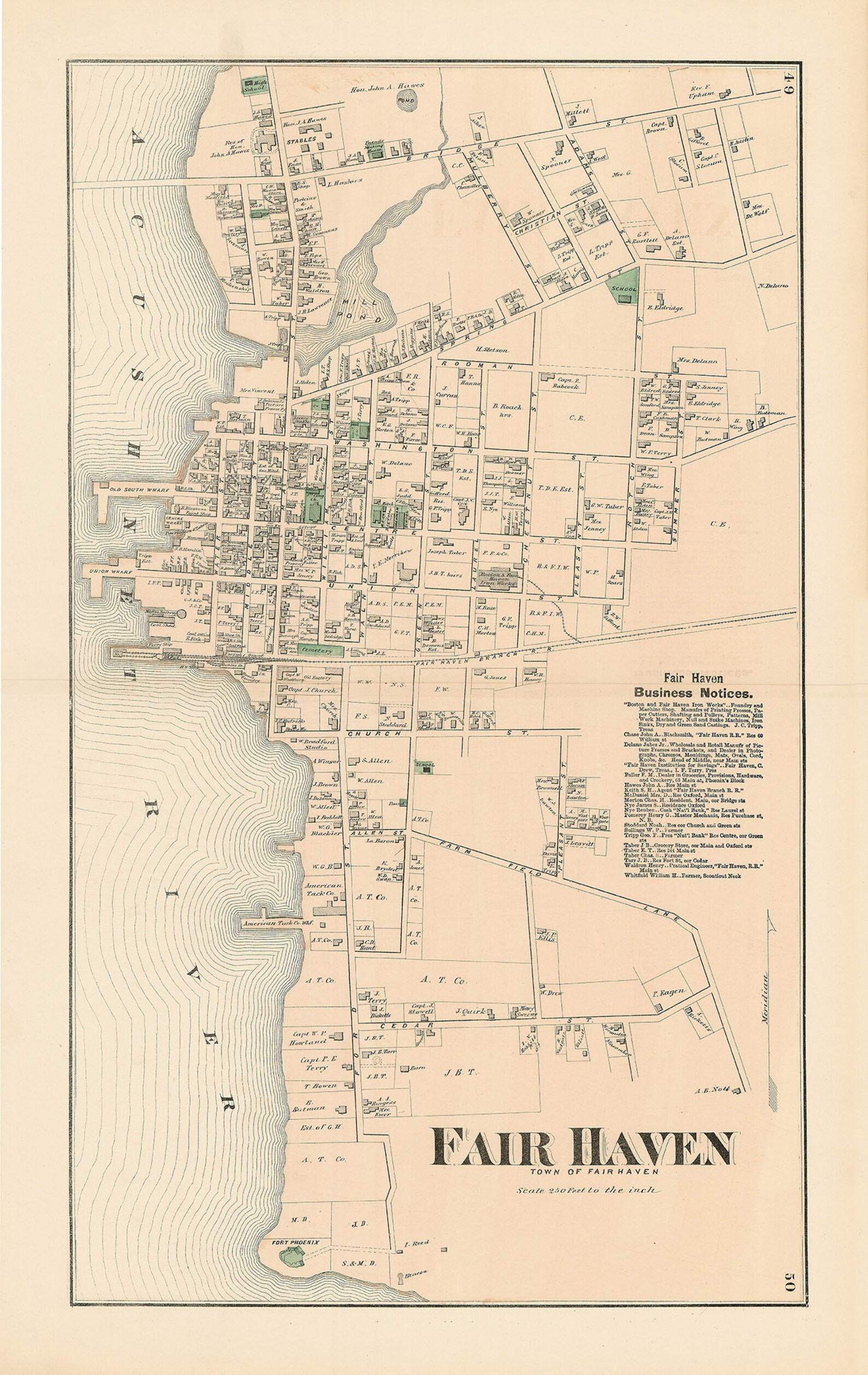 FAIRHAVEN, Massachusetts 1871 Map - Replica or GENUINE ORIGINAL - Etsy