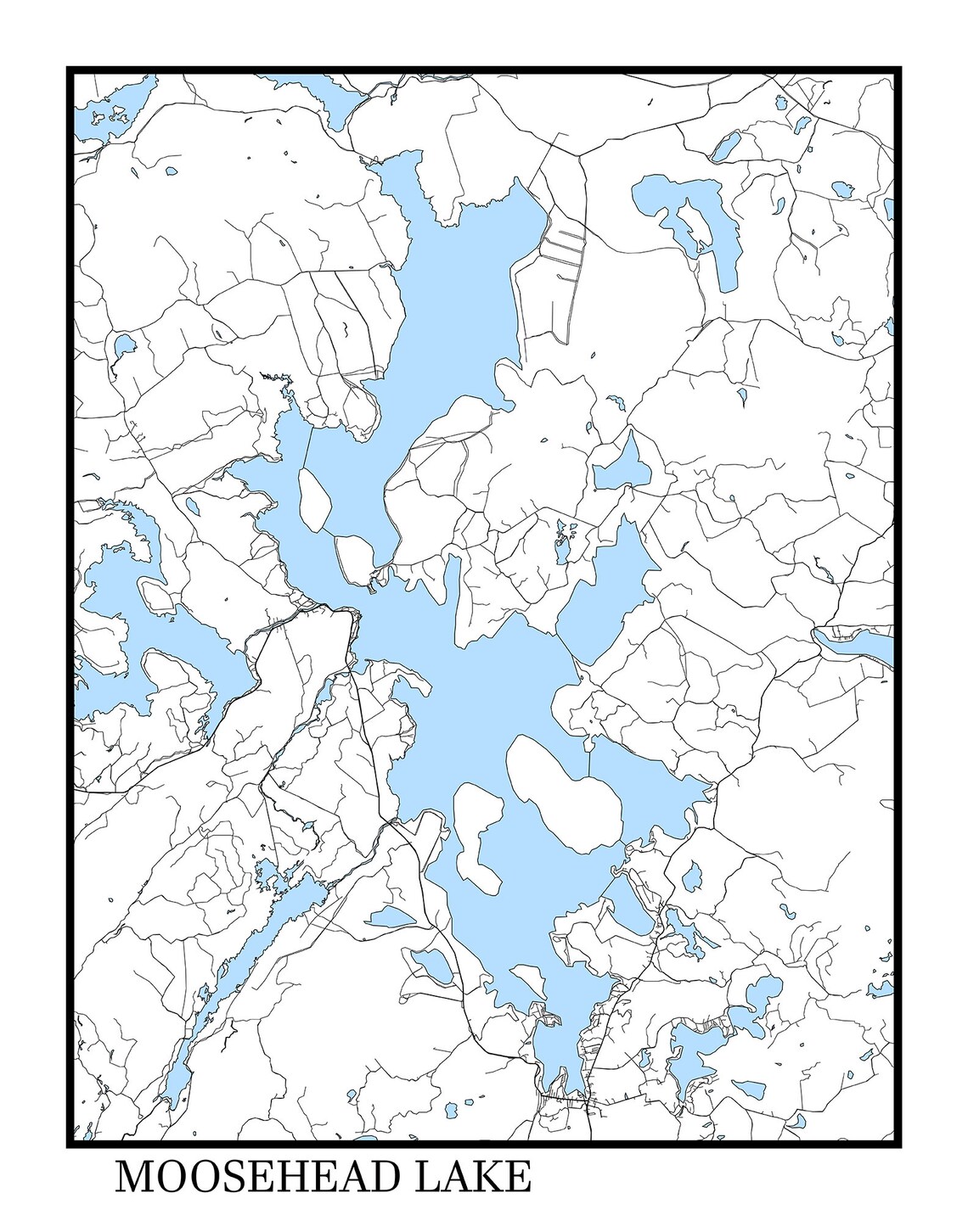 MOOSEHEAD LAKE Maine Contemporary Map Poster | Etsy