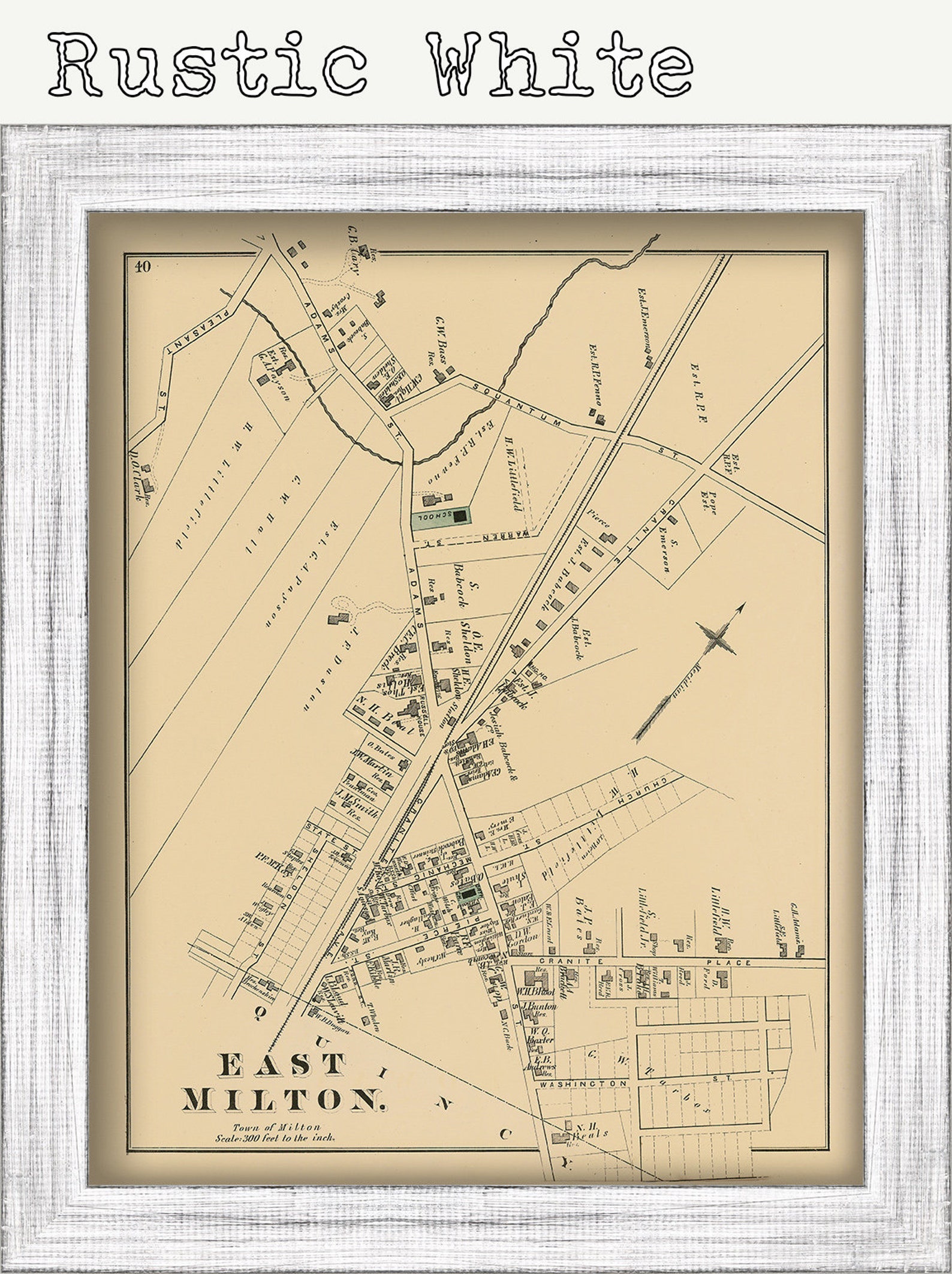 MILTON Massachusetts 1876 Map Replica or GENUINE ORIGINAL - Etsy
