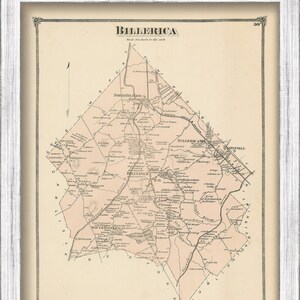 BILLERICA, Massachusetts 1875 Map - Replica or Genuine ORIGINAL - Etsy