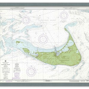 Nantucket Island Chart 1971- Sea Spray Green - Etsy