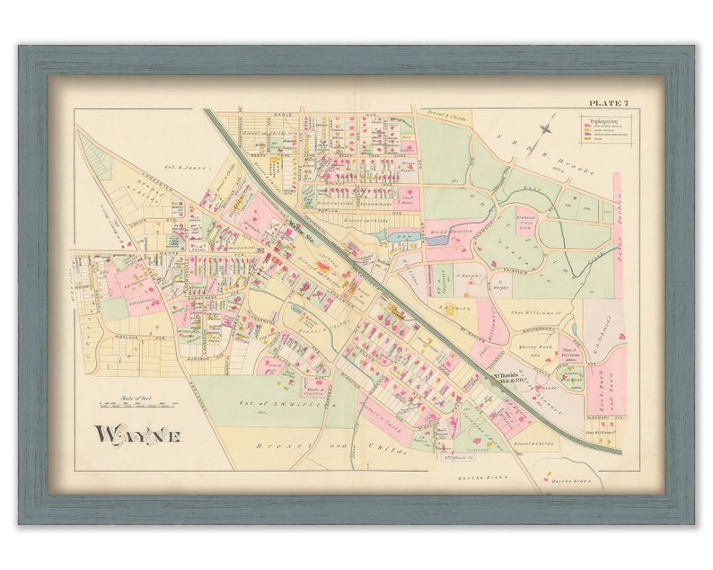 WAYNE, Pennsylvania - 1892 Map - Etsy