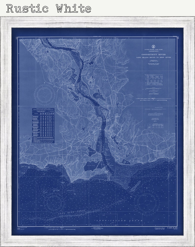 CONNECTICUT RIVER 1957 Nautical Chart Blueprint - Etsy