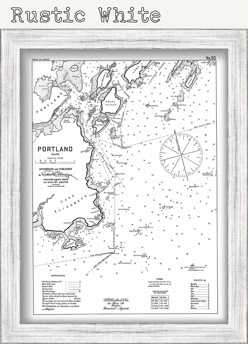 Portland Harbor Maine 1909 Nautical Chart by Geo. - Etsy