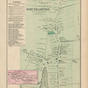 Southampton Village, New York 1873 Map, Replica and GENUINE ORIGINAL - Etsy