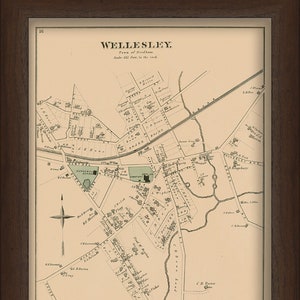 WELLESLEY, Massachusetts 1876 Map - Replica or GENUINE ORIGINAL - Etsy