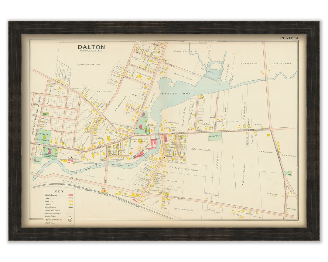 Village of DALTON, Massachusetts 1904 Map - Replica or Genuine ORIGINAL ...