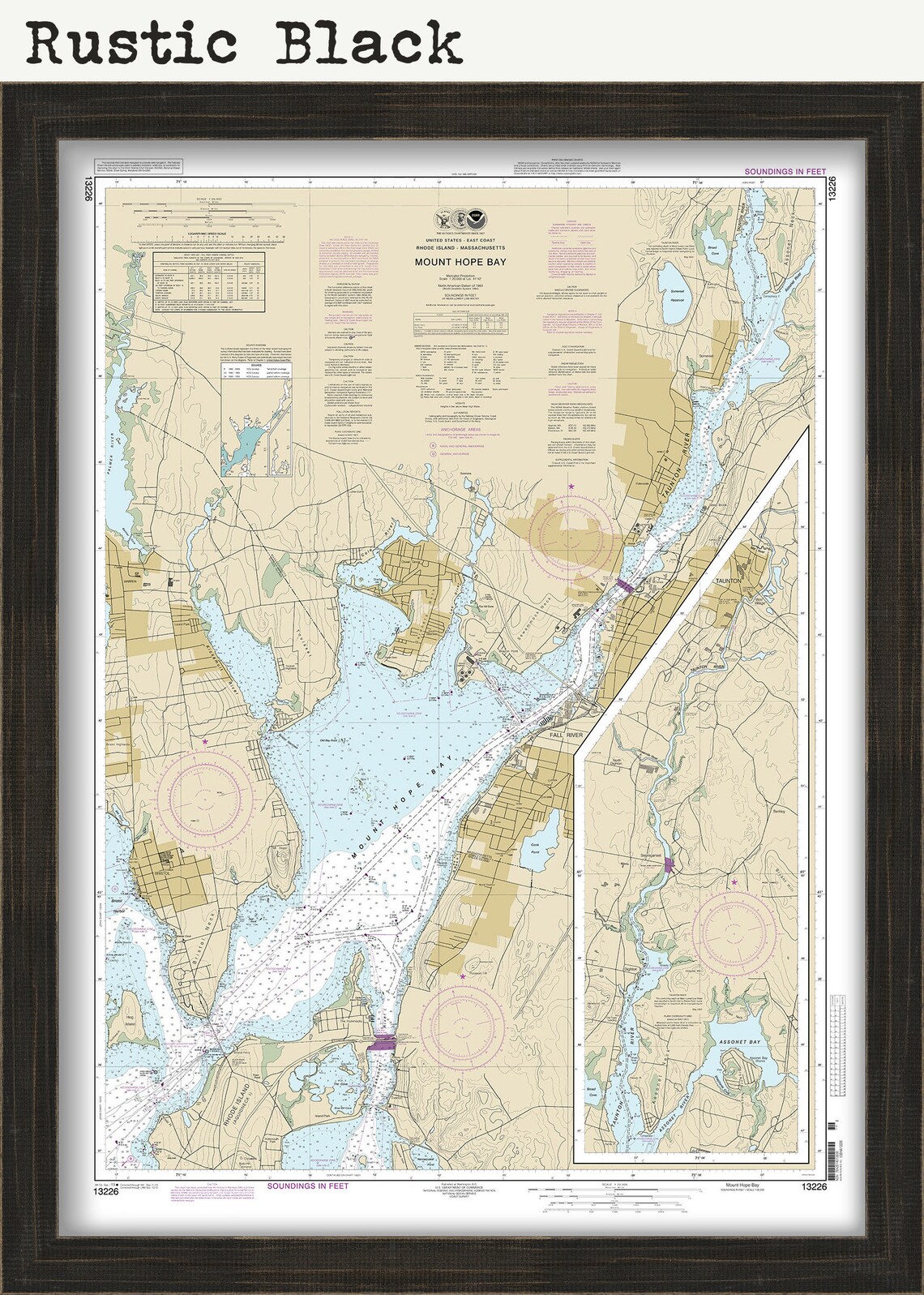 MOUNT HOPE BAY Rhode Island Nautical Chart Published in - Etsy