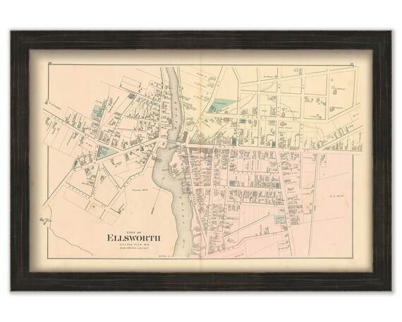 ELLSWORTH Maine 1881 Map Replica or Genuine ORIGINAL | Etsy