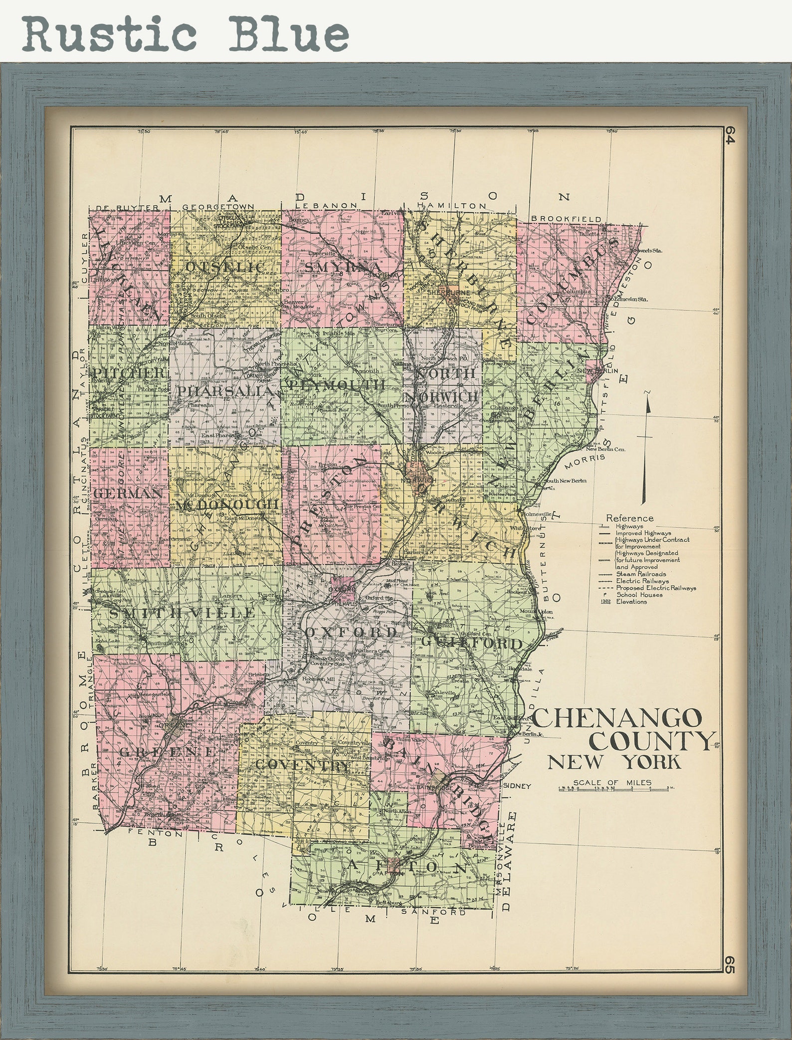 CHENANGO County New York 1912 Map Replica or GENUINE | Etsy