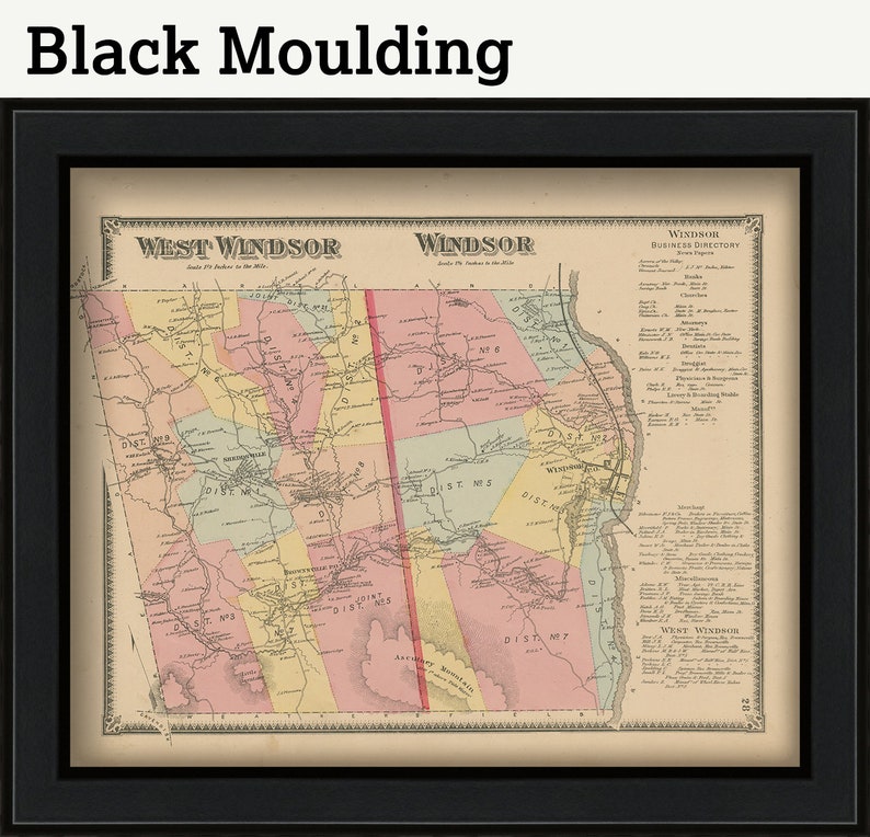WINDSOR and WEST WINDSOR Windsor County Vermont 1869 Map - Etsy