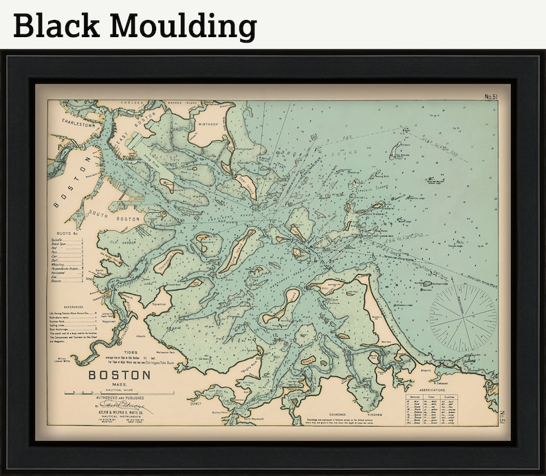 Boston Harbor Nautical Chart by George W. Eldridge 1901 - Etsy