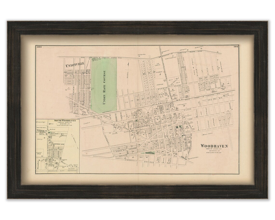 Woodhaven New York 1873 Map Replica and GENUINE ORIGINAL - Etsy
