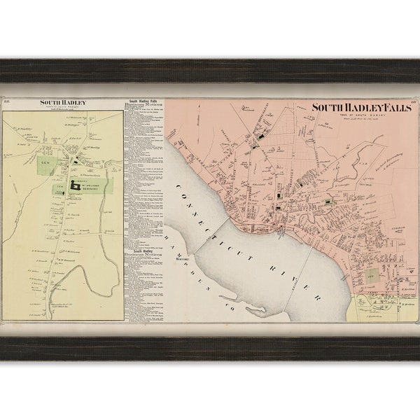 Old Map of South Hadley - Etsy