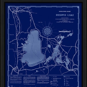 LAKE OSSIPEE, New Hampshire 1958 Nautical Chart Blueprint - Etsy