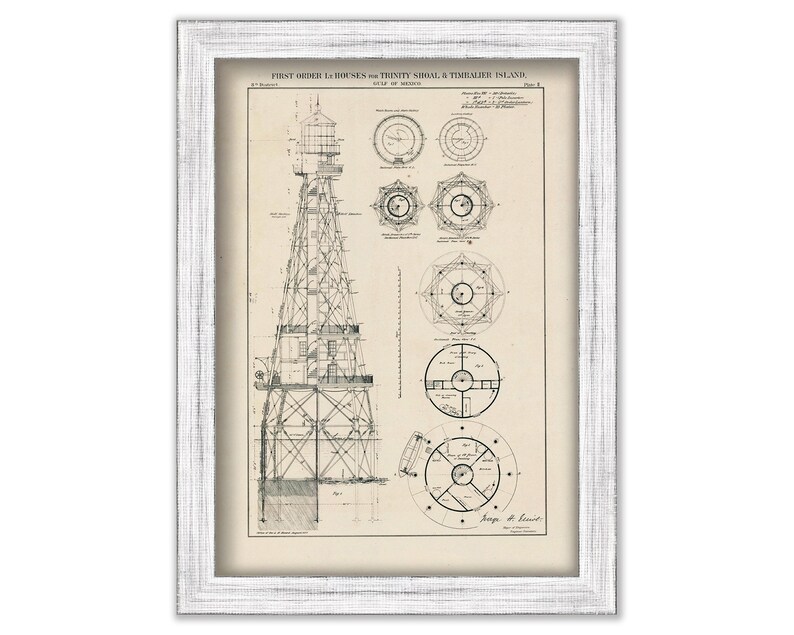 TIMBALIER ISLAND LIGHTHOUSE Louisiana Drawing and Plan of - Etsy