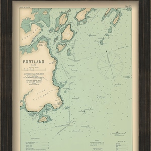 Portland Harbor, Maine 1909 Colored - Nautical Chart by Geo. Eldridge ...