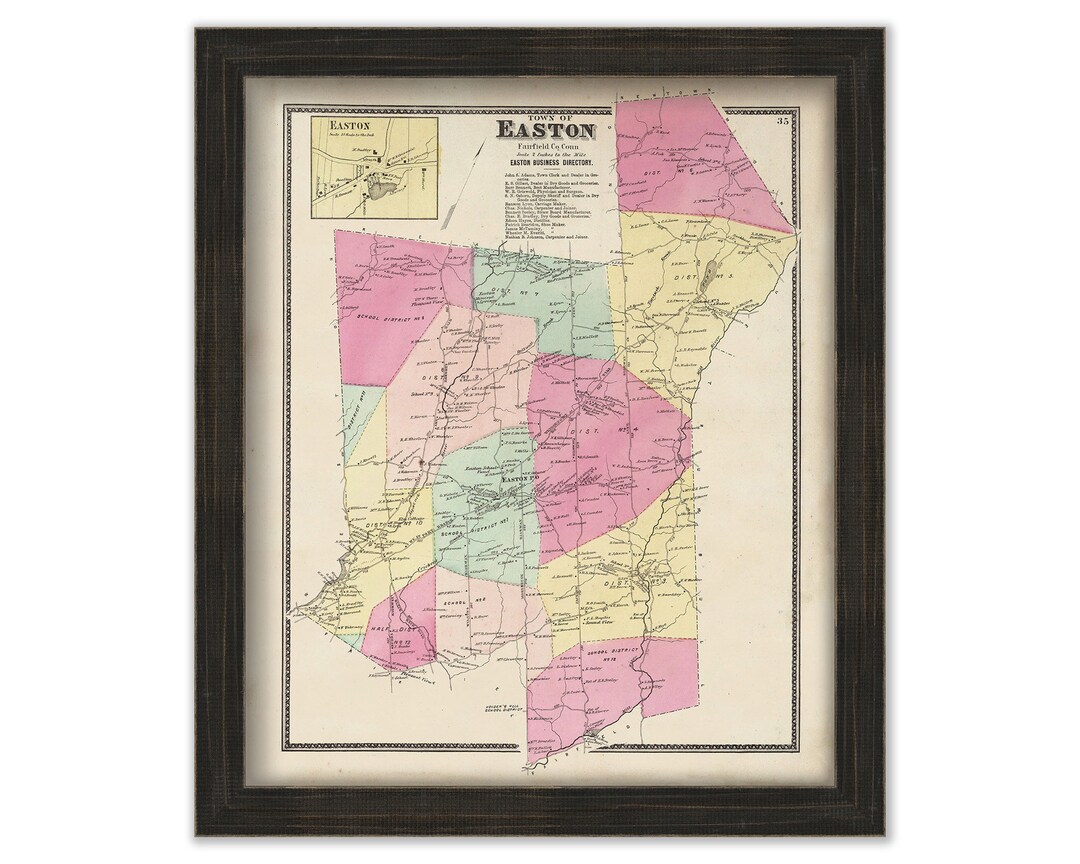 EASTON, Connecticut Map 1867 - Etsy