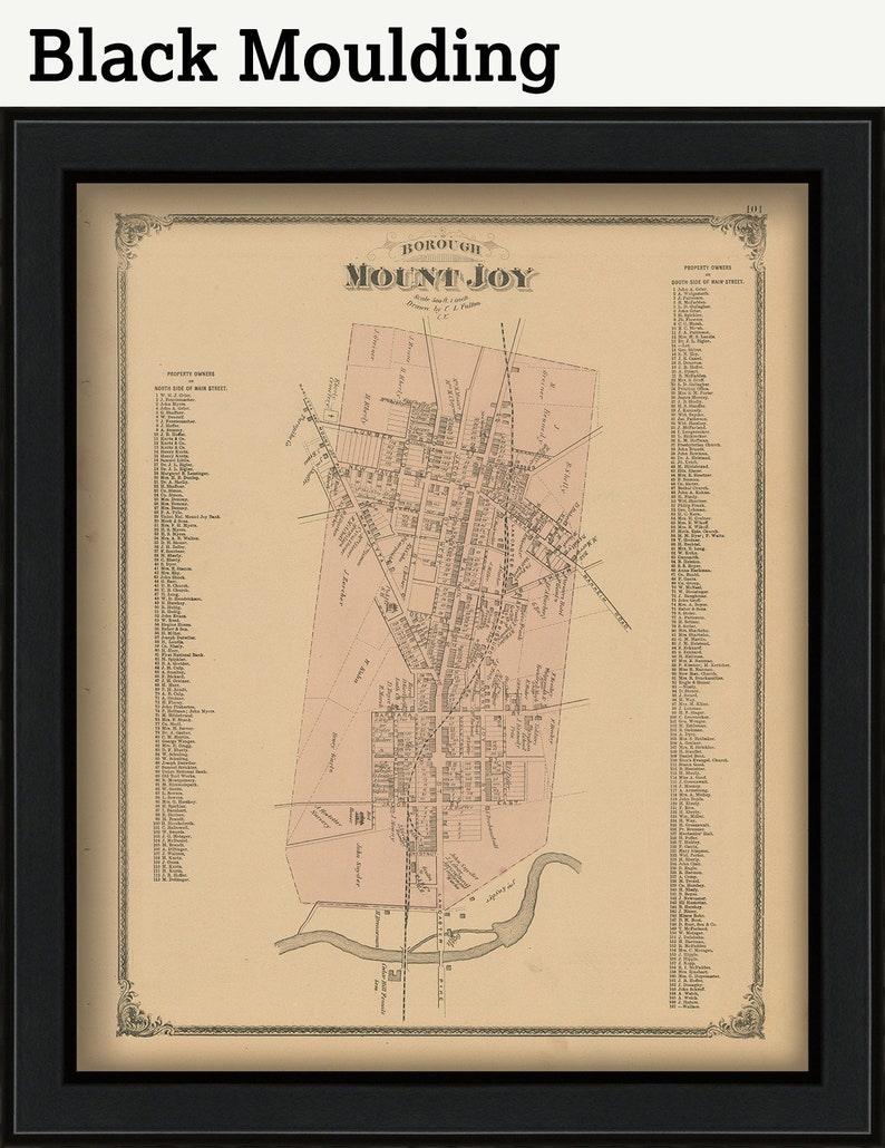 Mount Joy Pennsylvania 1875 Map Replica or GENUINE ORIGINAL | Etsy