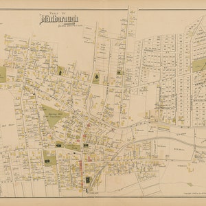 MARLBOROUGH, Massachusetts 1889 Map - Replica or Genuine ORIGINAL - Etsy