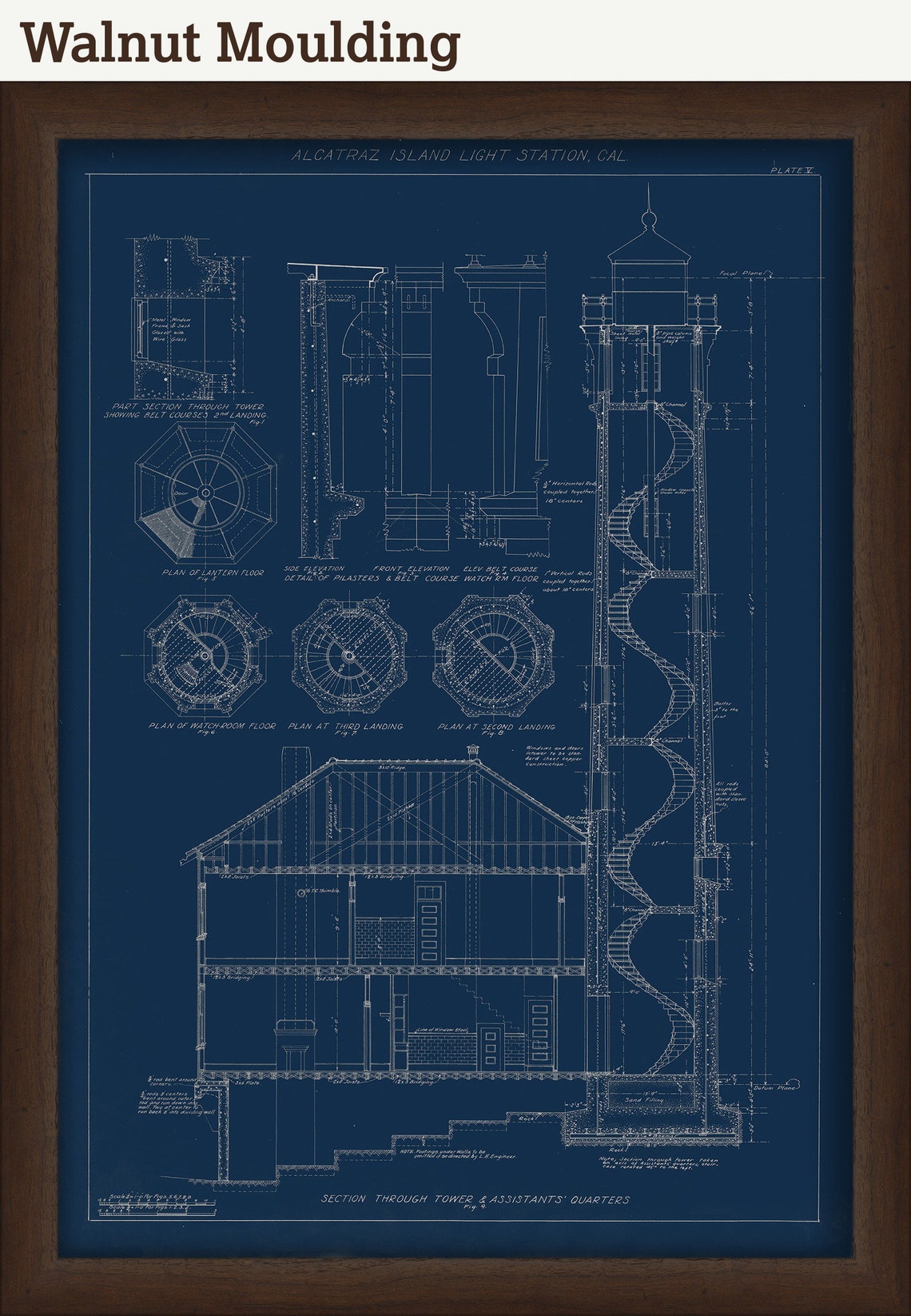 ALCATRAZ ISLAND LIGHTHOUSE, California - Blueprint Drawing and Plan of ...
