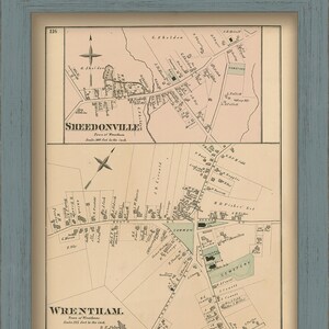 Village of WRENTHAM, Massachusetts 1876 Map - Replica or GENUINE ...