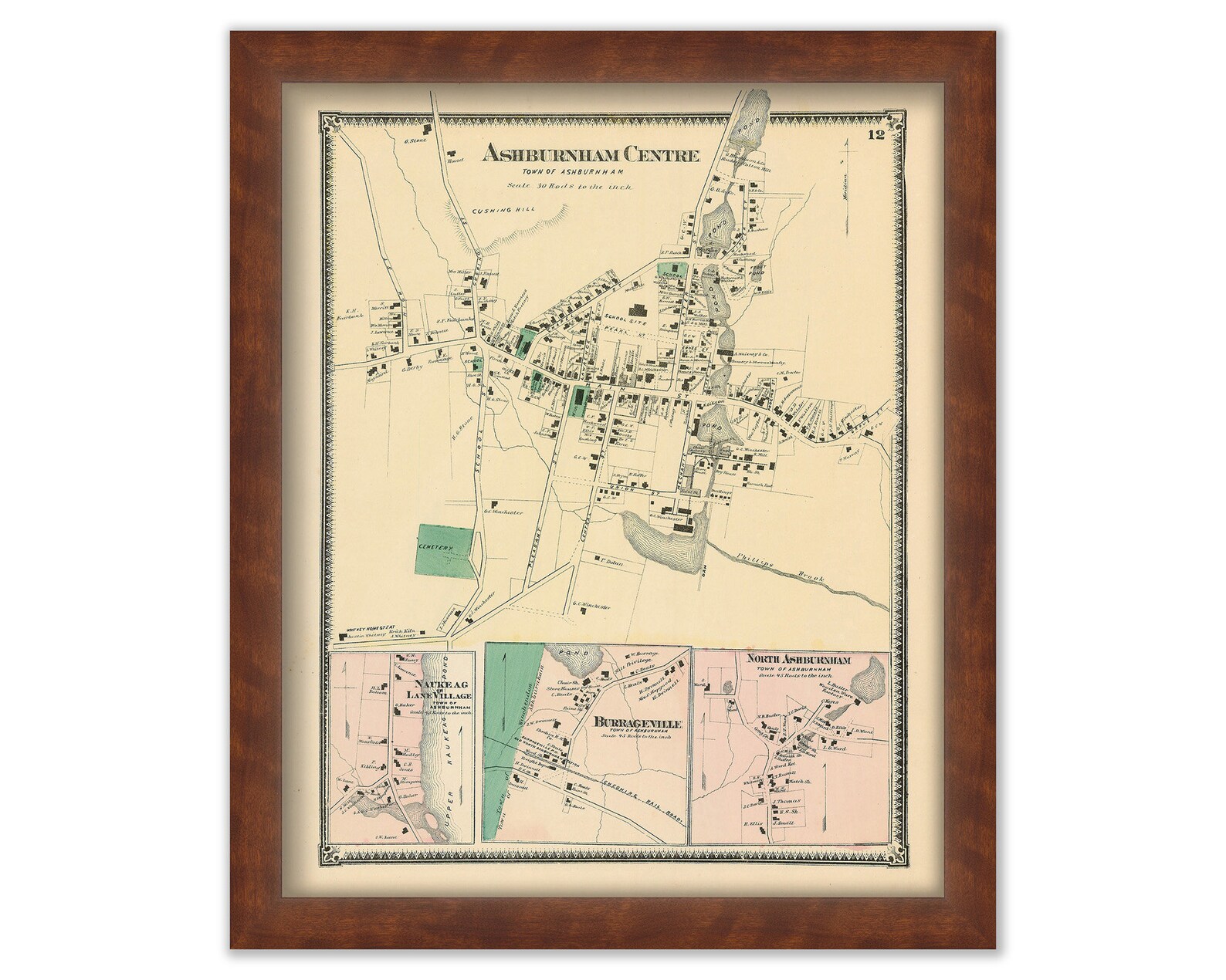 Village of ASHBURNHAM Massachusetts 1870 Map - Etsy