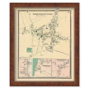 Village of ASHBURNHAM, Massachusetts 1870 Map - Etsy