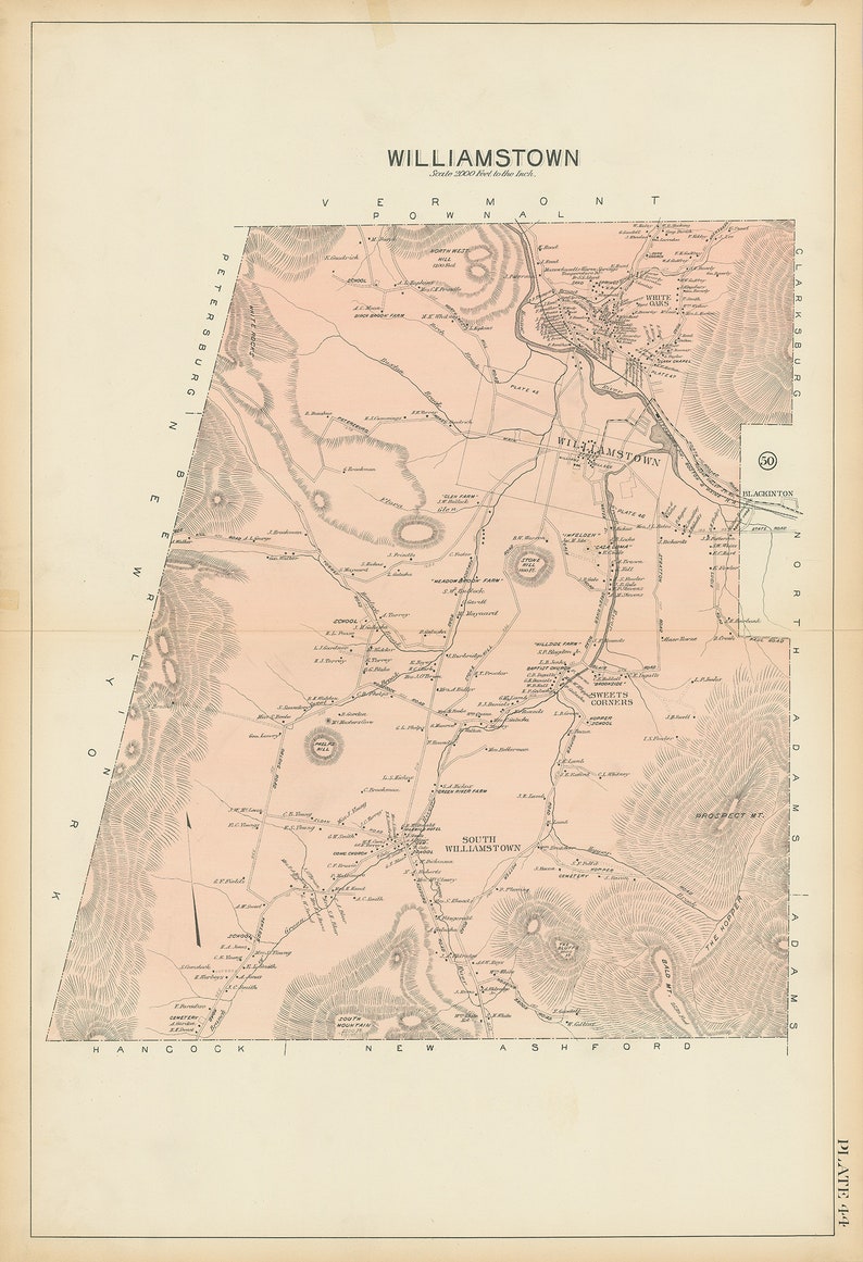 WILLIAMSTOWN, Massachusetts 1904 Map - Replica or Genuine ORIGINAL - Etsy