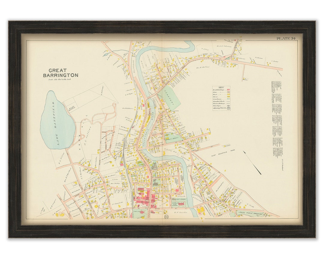 Village of GREAT BARRINGTON, Massachusetts 1904 Map - Replica or ...