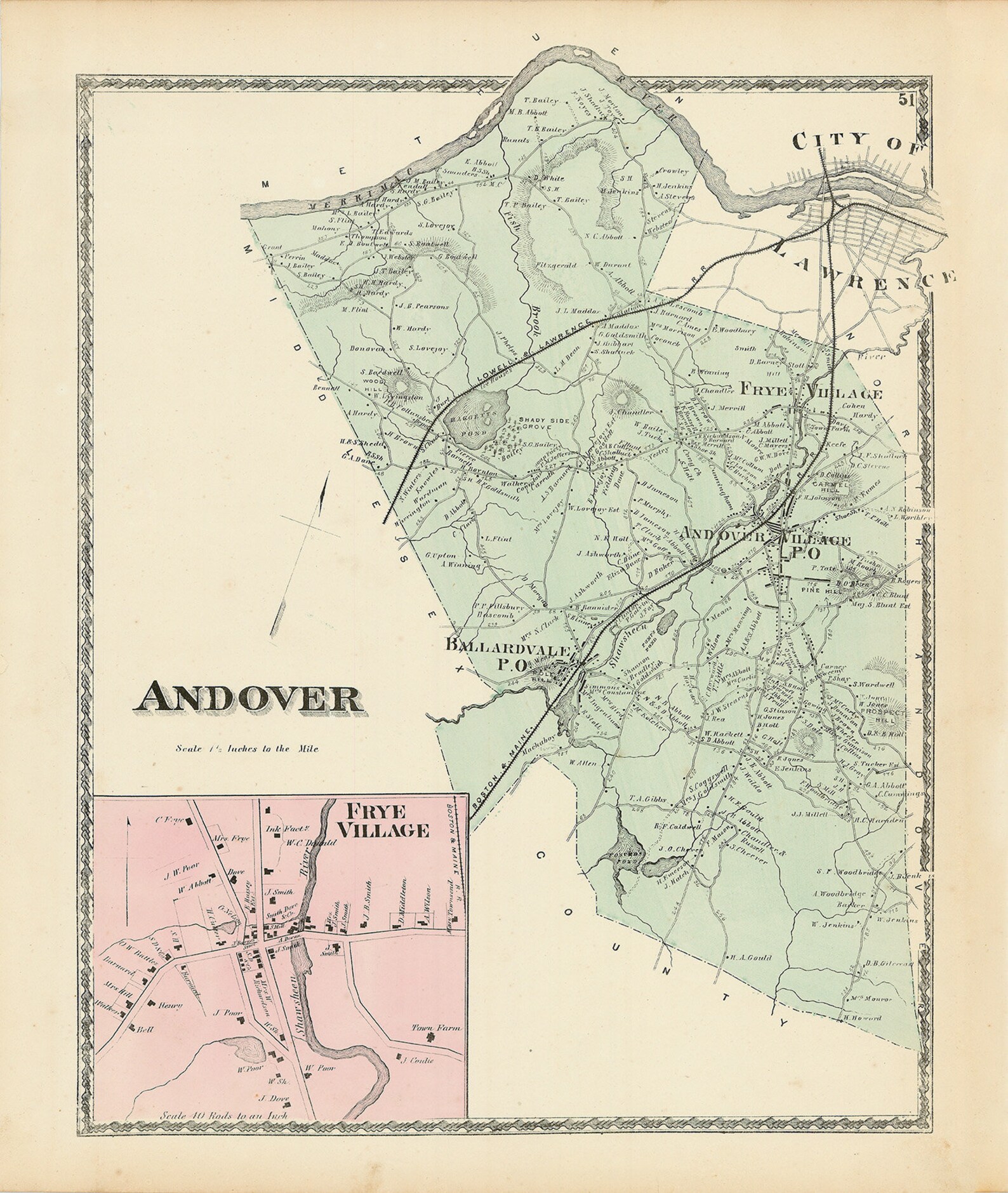 ANDOVER, Massachusetts 1872 Map - Replica or Genuine ORIGINAL - Etsy