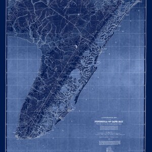 CAPE MAY, New Jersey - 1888 Topographical Map Blueprint - Etsy