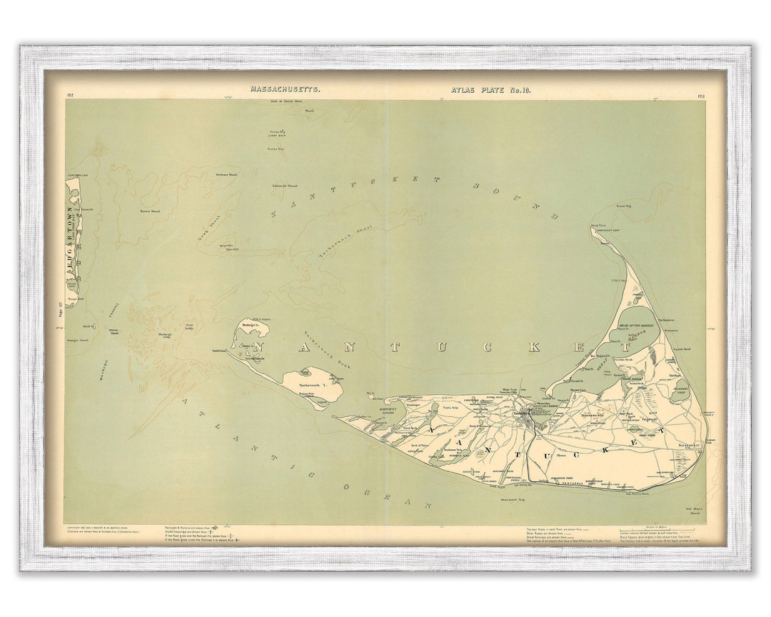 NANTUCKET, Massachusetts 1891 Map by Geo H. Walker & Co. - Replica or ...