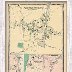 Village of ASHBURNHAM, Massachusetts 1870 Map - Etsy