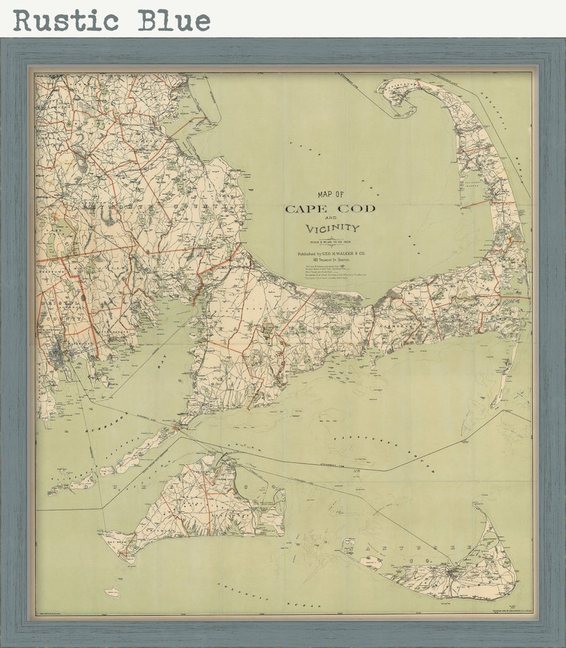 CAPE COD and the ISLANDS Massachusetts Map by Geo. Walker - Etsy
