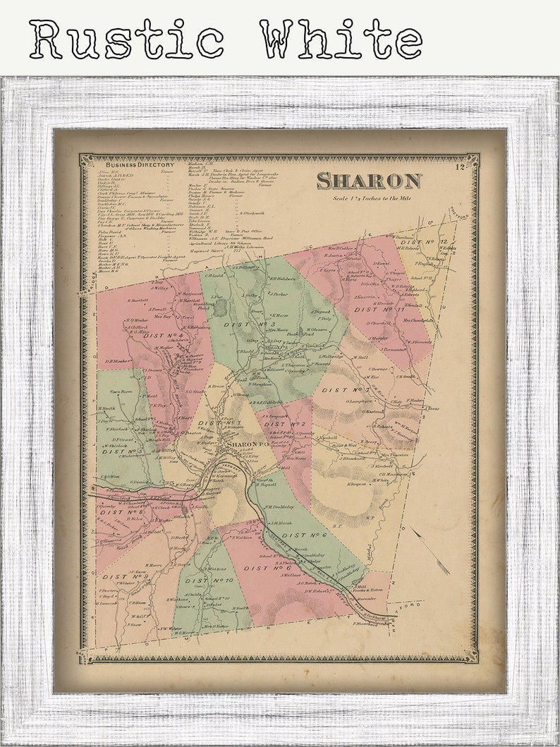SHARON Windsor County Vermont 1869 Map Replica or Genuine - Etsy