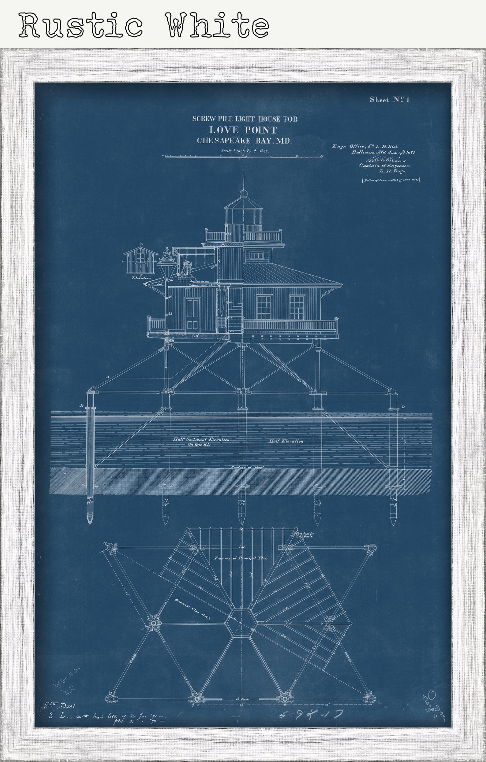 LOVE POINT LIGHTHOUSE Maryland Blueprint Drawing and Plan - Etsy