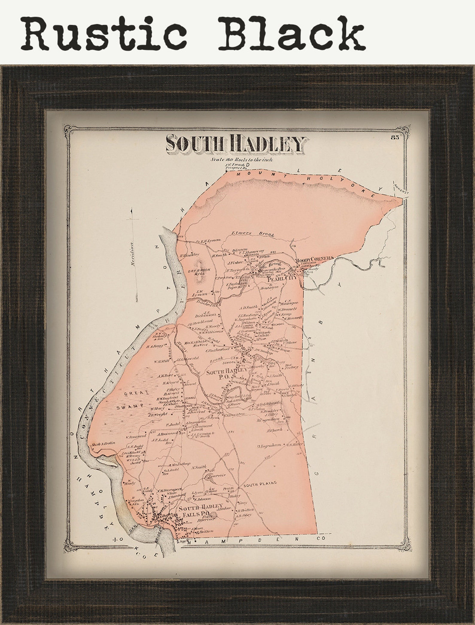 Town of SOUTH HADLEY Massachusetts 1873 Map | Etsy