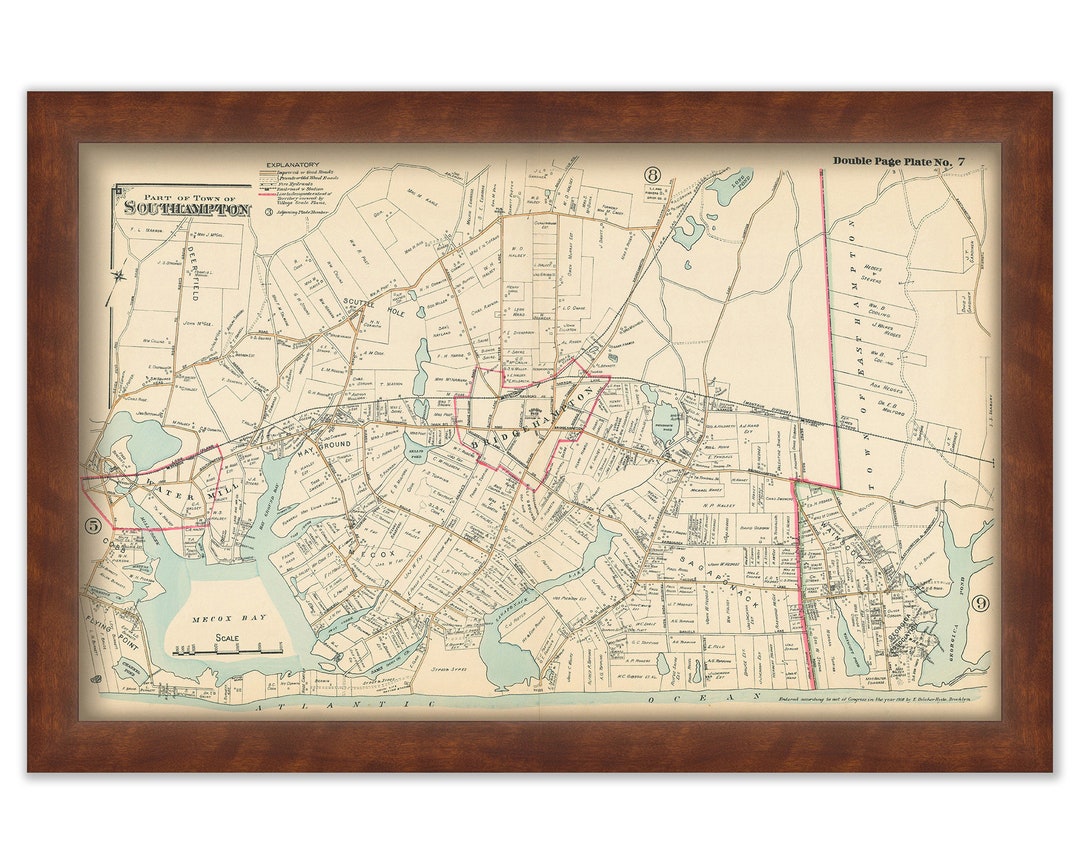 South Hampton Map 1916 Mecox Bay to Georgica Pond - 0040 - Etsy